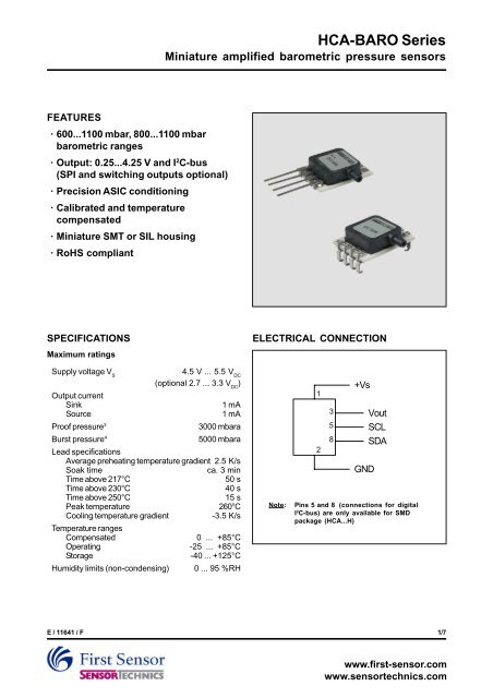 HCA-BARO pressure sensor - Sensortechnics