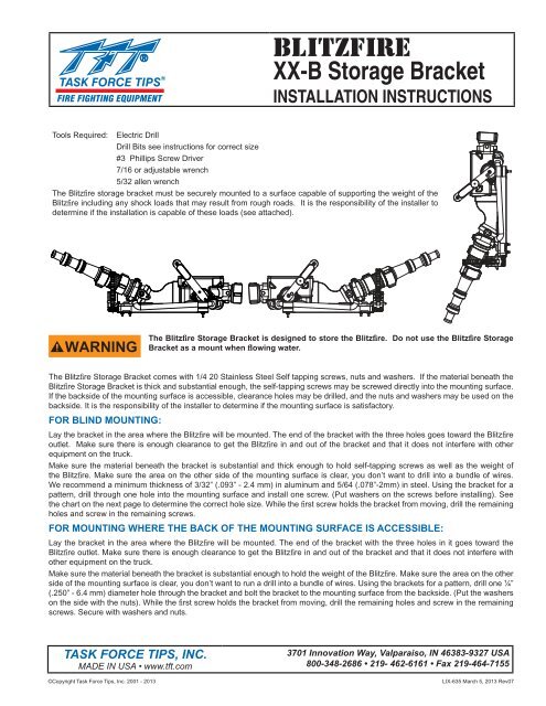 Blitzfire XX-B Storage Bracket Installation Instru pdf - Task Force Tips