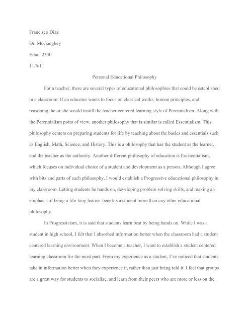 Personal Philosophy Of Education personal-philosophy-of-education
