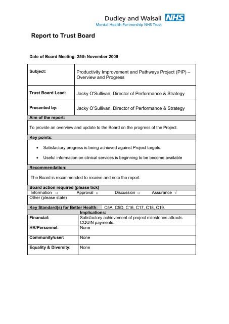 Productivity Improvement & Pathways (PIP) â Overview and Progress