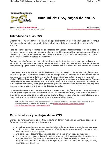 Manual de CSS, hojas de estilo - PequeÃ±o Sol