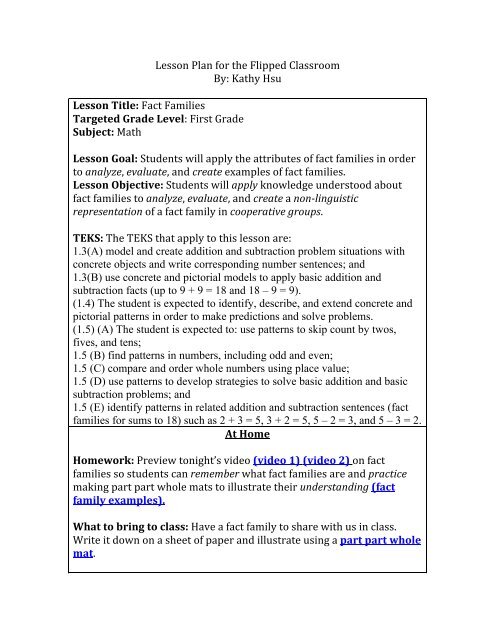 Lesson Plan For The Flipped Classroom By Kathy Hsu Lesson Title 