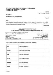 Statement of Claim - Supreme Court Class Actions