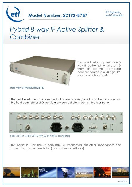 Hybrid 8-way IF Active Splitter & Combiner - ETL Systems