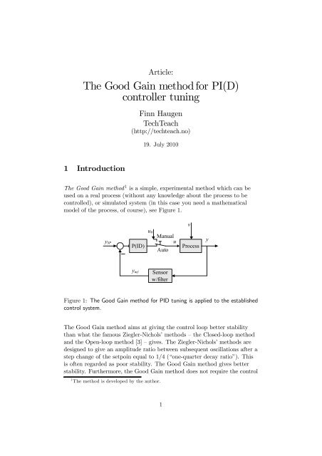 The Good Gain method for PI(D) controller tuning - TechTeach