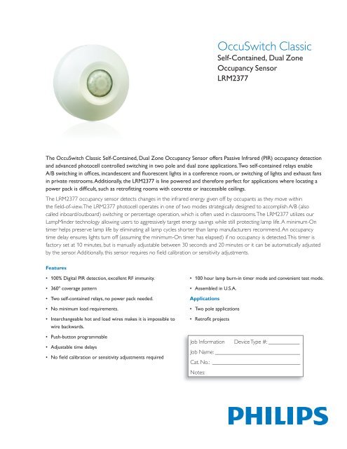 OccuSwitch Classic - Philips Lighting Controls