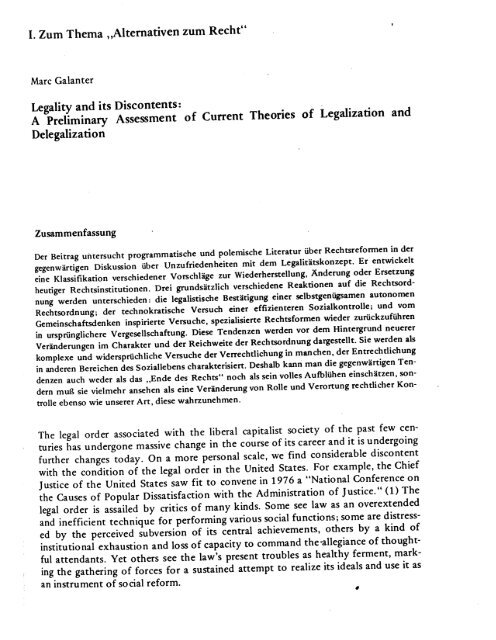 Legality and its Discontents - Marc Galanter
