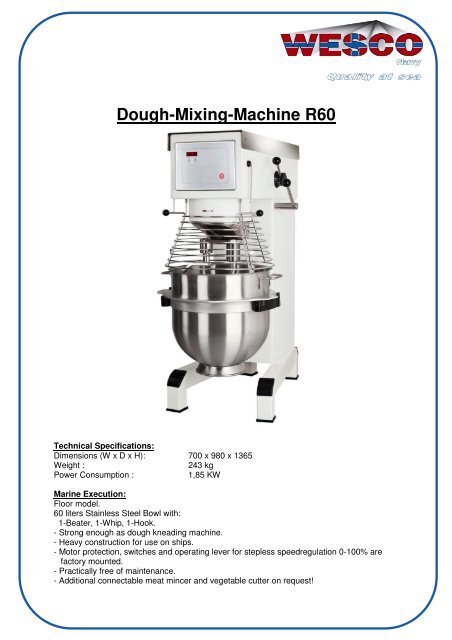 Dough-Mixing-Machine R60 - WESCO-Navy
