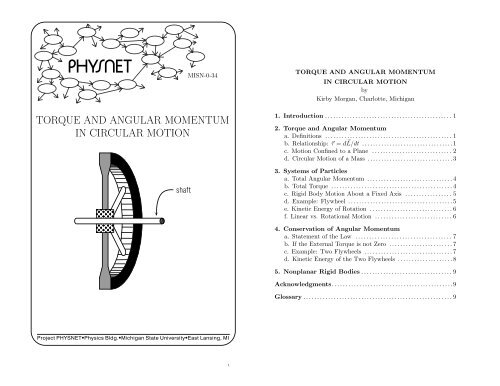 Torque and Angular Momentum in Circular Motion - Project PHYSNET