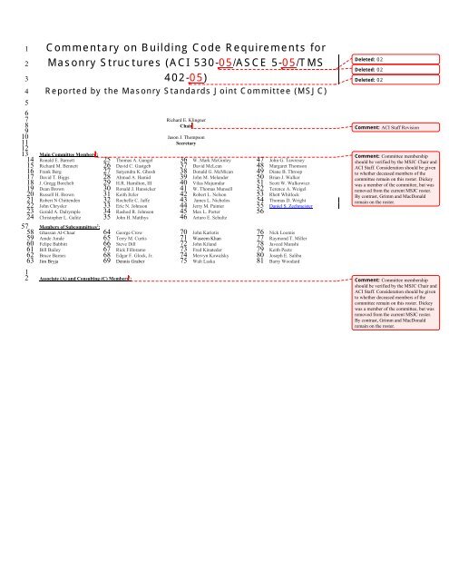 Commentary on Building Code Requirements for Masonry Structures