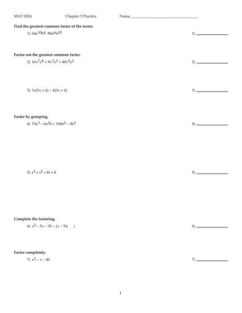 polynomial factoring and equation solving