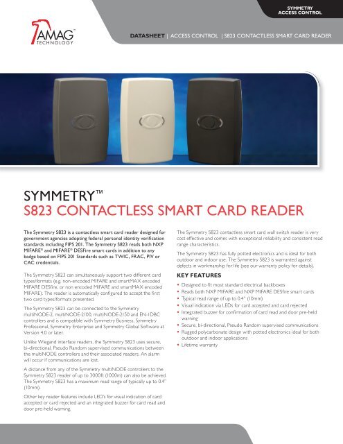 symmetryâ ¢ s823 contactless smart card reader - AMAG