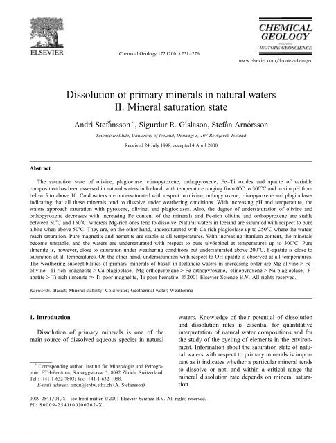Dissolution of primary minerals in natural waters II. Mineral ...