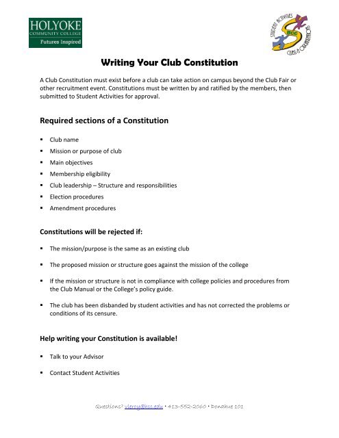 Writing Your Club Constitution - Holyoke Community College