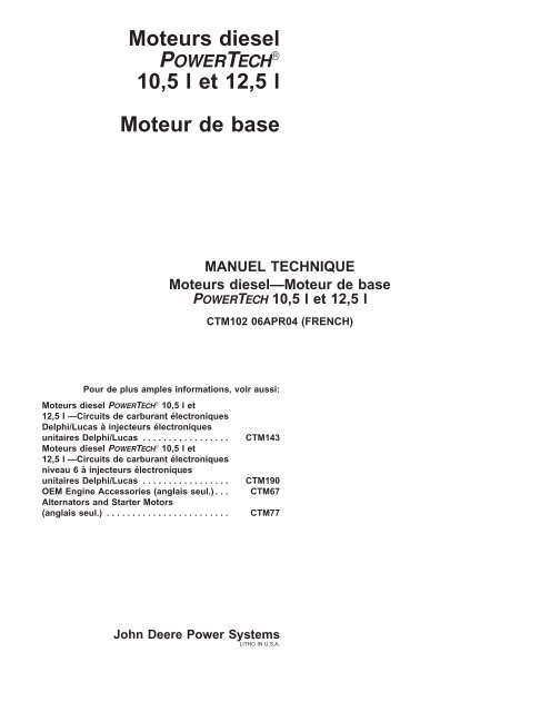 Moteurs diesel 10,5 l et 12,5 l Moteur de base