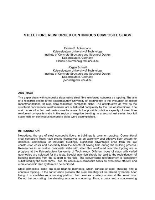 steel fibre reinforced continuous composite slabs - CCVI Information