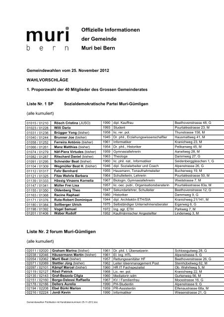 Offizielle Informationen der Gemeinde Muri bei Bern