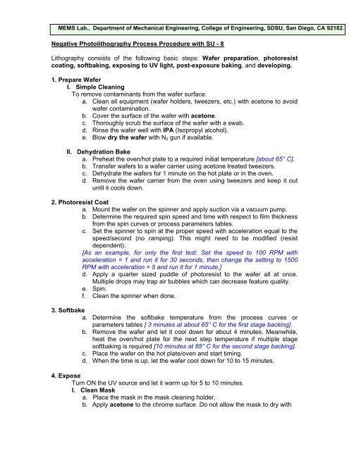 Negative Photolithography Process Procedure with SU - DigitalAddis