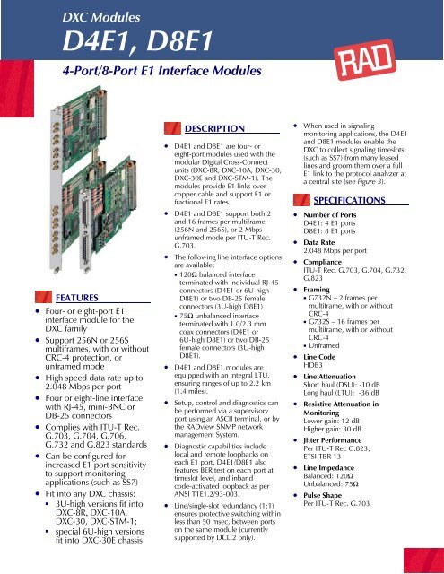 DXC E1 module data sheet