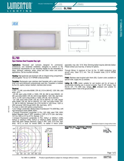 Specification Sheet - LUMENTON Lighting