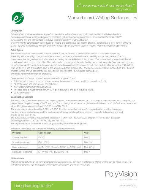 Markerboard Writing Surfaces - S - PolyVision