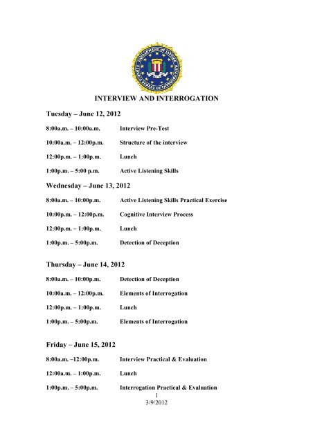 FBI Interview and Interrogation - NMDPS Law Enforcement ...