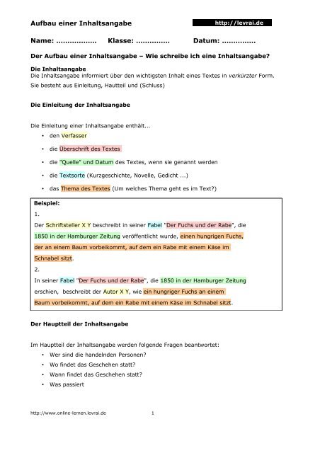 Zusammenfassung Aufbau Zusammenfassung Aufbau