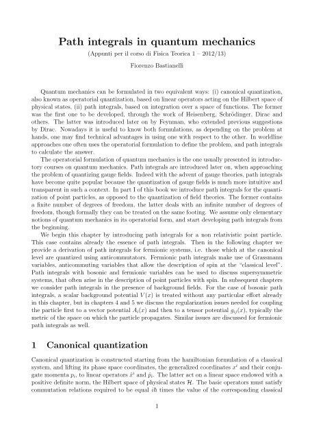 Path integrals in quantum mechanics