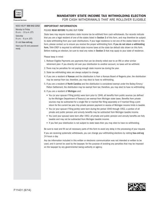 Rollover Eligible - TIAA-CREF