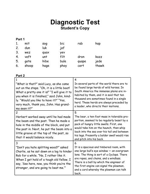 Reading Test - Society for Quality Education