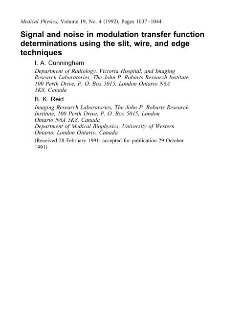 Signal and noise in modulation transfer function determinations ...