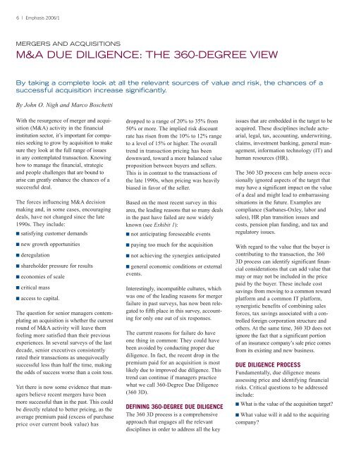 m&a due diligence: the 360-degree view - IMAA | Institute of Mergers ...