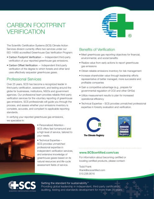 Carbon Footprint Verification Brochure - SCS Global Services