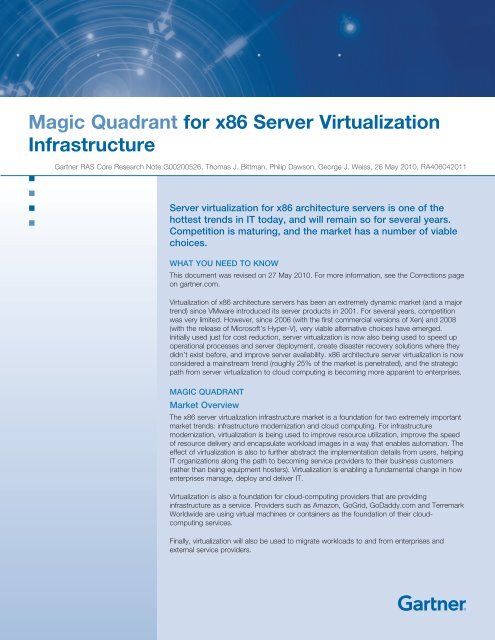 Magic Quadrant for x86 Server Virtualization Infrastructure - VMware
