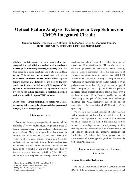 Optical Failure Analysis Technique in Deep Submicron ... - JSTS