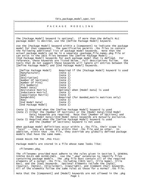 IBIS Package Model Spec