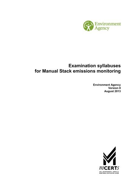 Examination syllabuses for Manual Stack emissions monitoring