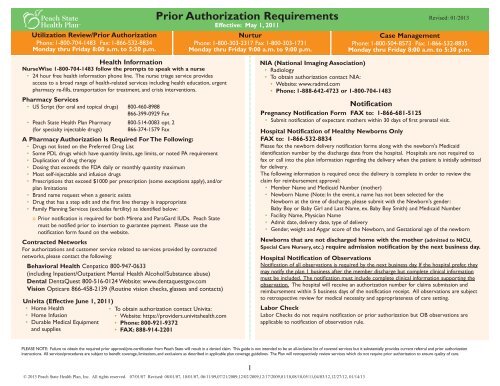 Prior Authorization Requirements - Peach State Health Plan Peach ...