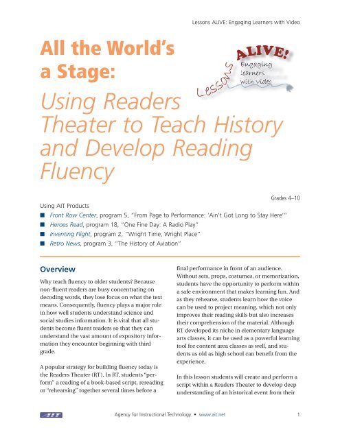 Using Readers Theater to Teach History and Develop Reading ...