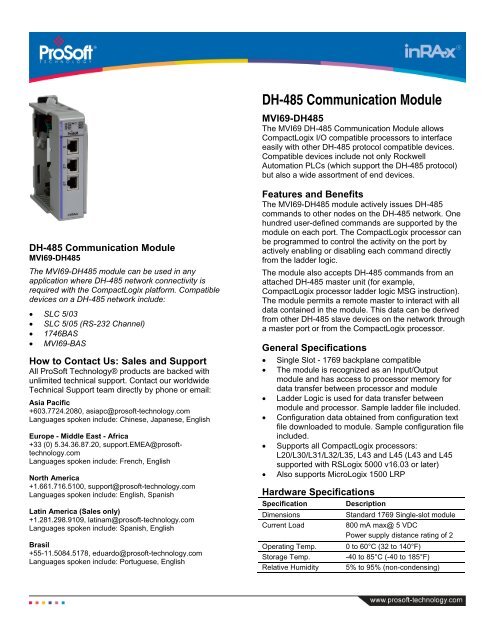 MVI69-DH485 Datasheet - ProSoft Technology