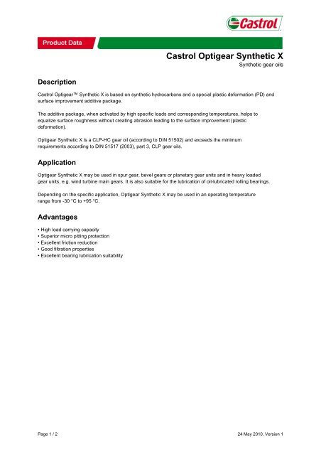 Castrol Optigear Synthetic X