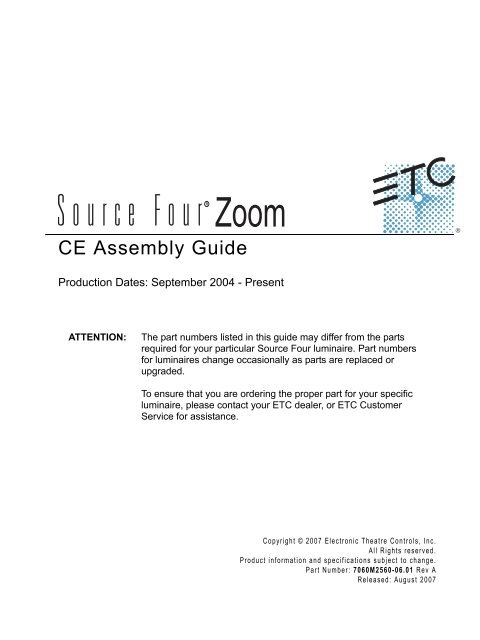 Source Four Zoom CE Assembly Guide - ETC