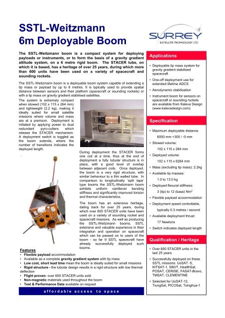 SSTL-Weitzmann 6m Deployable Boom