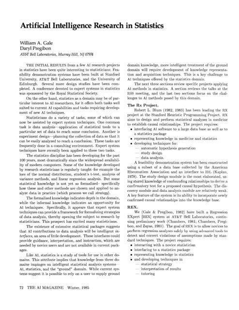 Artificial Intelligence Research in Statistics - AI Study