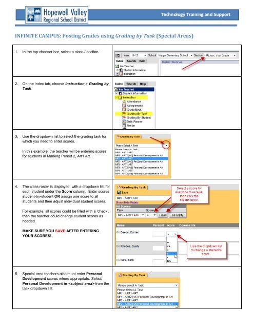 Infinite Campus: Posting Grades using Grading by Task (Special ...