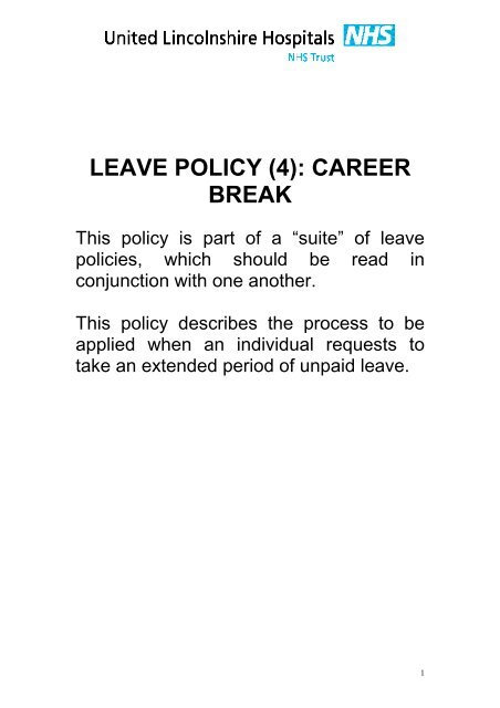 leave policy (4): career break - United Lincolnshire Hospitals NHS ...