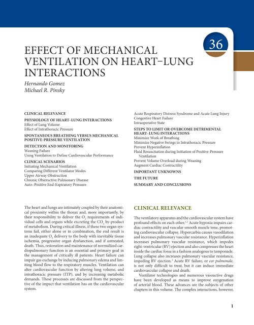 effect of mechanical ventilation on heartâ lung interactions