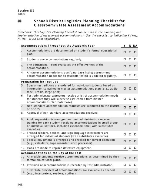 A NEW Accommodations Planning Checklist