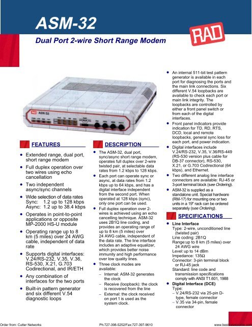 RAD ASM-32 data sheet - Cutter Networks
