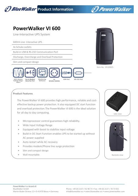 Datasheet - PowerWalker UPS
